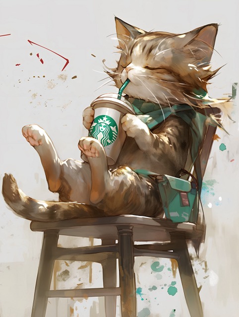 スタバ猫 | スキマ - イラスト依頼・opt販売ならSKIMA